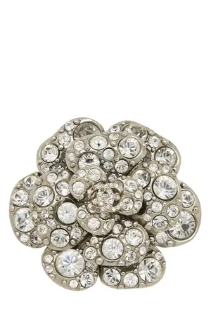 Chanel Crystal Camellia Brooch - Silver
