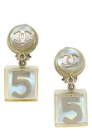 Chanel Acrylic No. 5 Cube Earrings