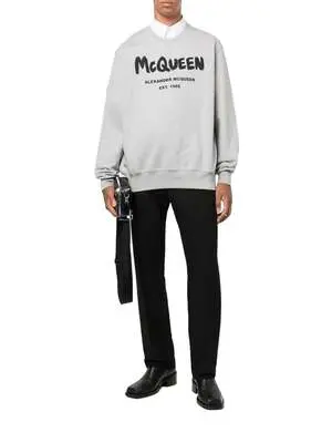 Alexander McQueen Graffiti Logo Sweatshirt - Grey
