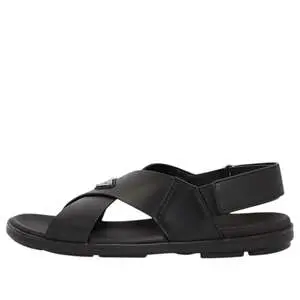 Prada Crisscross Leather Sandals - Black