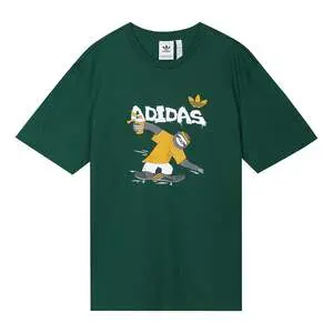 Adidas Originals Cartoon Printing Round Neck Short Sleeve Forest - Green