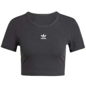 Adidas Essentials Ribbed Cropped T-shirt - Black