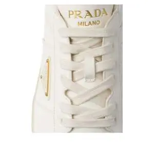 Prada Downtown Nappa Leather Sneakers - Ivory