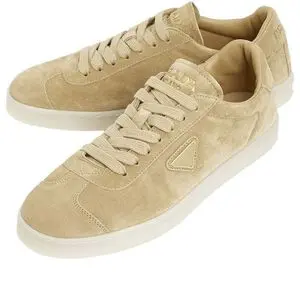 Prada Lane Suede Lace-up Sneakers - Sand