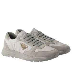 Prada Re-nylon And Suede Sneakers - Cloudy Gray