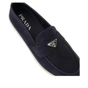 Prada Suede Logo Loafer - Navy