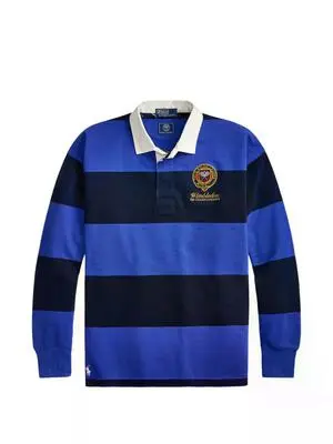Polo Ralph Lauren Striped Embroidered Rugby Polo Shirt - Blue