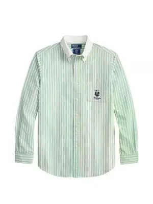 Polo Ralph Lauren Striped Embroidered Oxford Shirt - Green