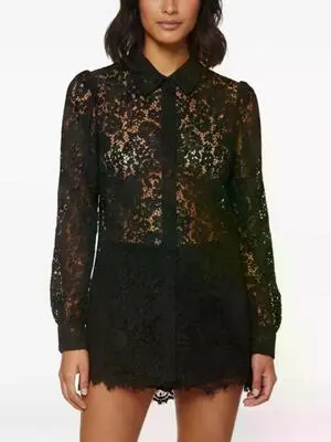 Dolce & Gabbana Floral Lace Button-up Shirt - Black