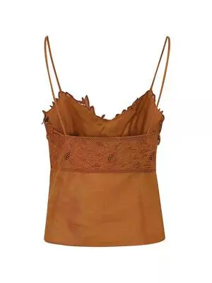 Ermanno Scervino Lace-panelled Spaghetti-strap Top - Brown