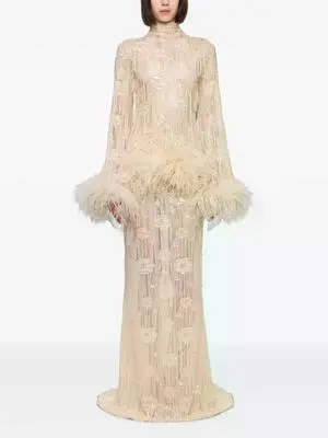 ATU BODY COUTURE Sequin Embellished Feather Trim Dress