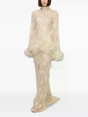 ATU BODY COUTURE Sequin Embellished Feather Trim Dress