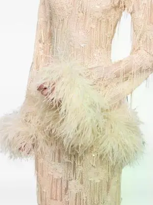 ATU BODY COUTURE Sequin Embellished Feather Trim Dress