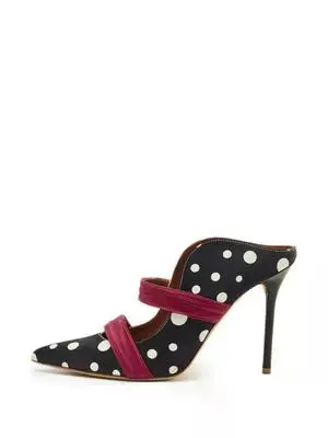 MALONE SOULIERS Maureen Polka-Dot Heeled Mules Black