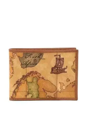 ALVIERO MARTINI 1° CLASSE Map-print Leather Wallet - Neutrals