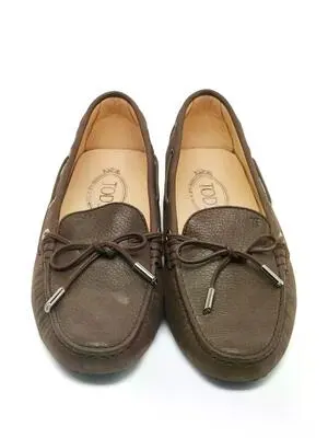 TOD'S Leather Slip-on Loafers With Bow Detailing