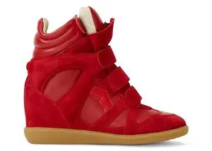 Isabel Marant Étoile Bekett Suede Calfskin Leather Wedge Sneakers - Red