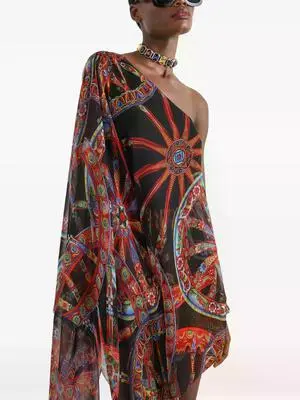 Dolce & Gabbana One-shoulder Carretto Print Chiffon Dress