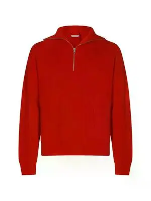 JIL SANDER Ribbed Half-zip Wool Sweater