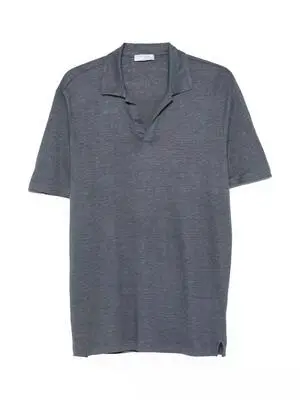 GRAN SASSO Short-sleeve V-neck Linen T-shirt