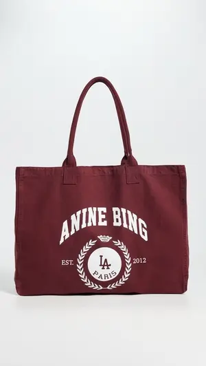 ANINE BING Leo Canvas Collegiate Tote Bag