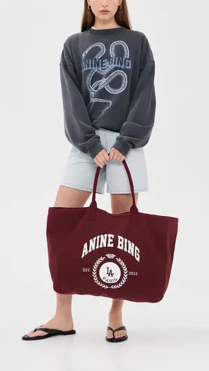 ANINE BING Leo Canvas Collegiate Tote Bag