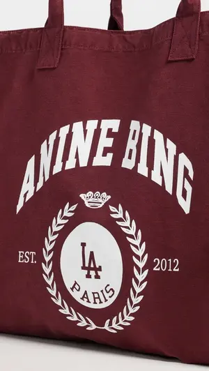 ANINE BING Leo Canvas Collegiate Tote Bag