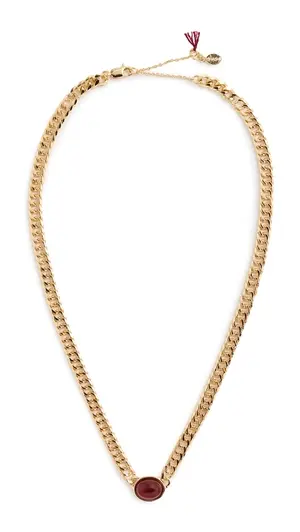 Shashi Oval Carnelian Gemstone Necklace In Plated Brass