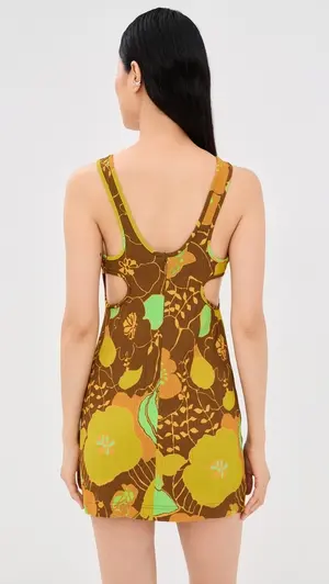 Tibi Kamara Print Racerback Short Dress
