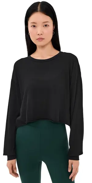 Year Of Ours Cropped Long Sleeve Tee - Black