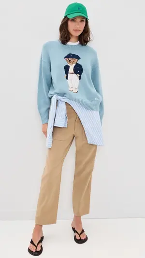 Polo Ralph Lauren Cotton Bear Long Sleeve Crew Neck Pullover