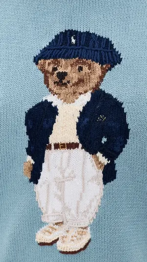 Polo Ralph Lauren Cotton Bear Long Sleeve Crew Neck Pullover