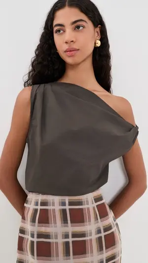 Ba&sh Omar Top Asymmetrical Neckline With Ruched Shoulders