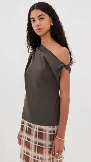 Ba&sh Omar Top Asymmetrical Neckline With Ruched Shoulders