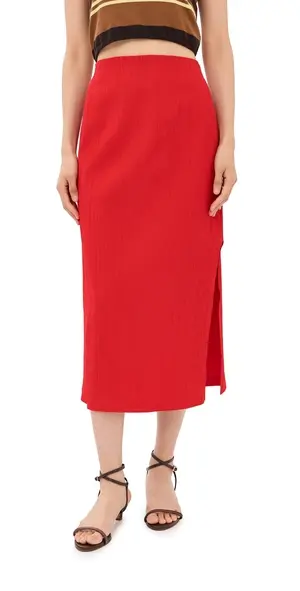 Tibi Creased Stretch Crepe Midi Skirt