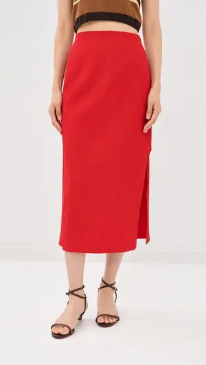 Tibi Creased Stretch Crepe Midi Skirt