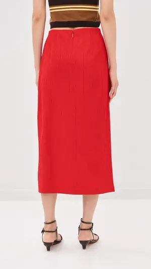 Tibi Creased Stretch Crepe Midi Skirt