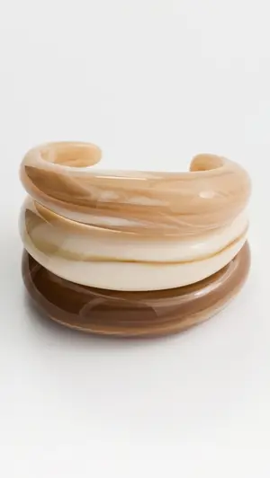 ADINA EDEN Caramel Cream Resin Bangle Set