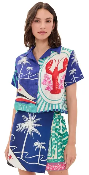 Agua Bendita Prim Cropped Button Down Shirt