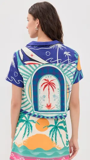 Agua Bendita Prim Cropped Button Down Shirt