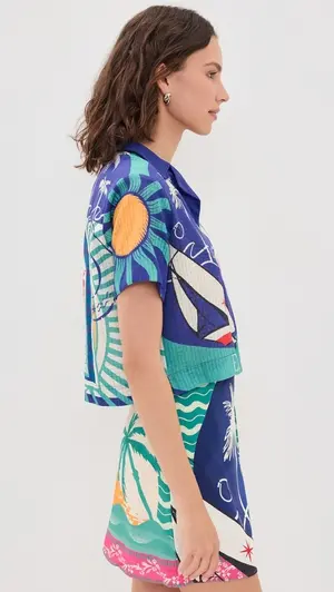 Agua Bendita Prim Cropped Button Down Shirt