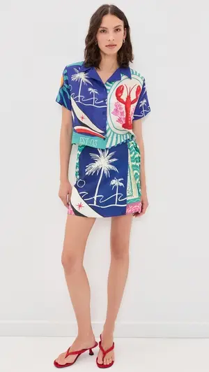 Agua Bendita Prim Cropped Button Down Shirt