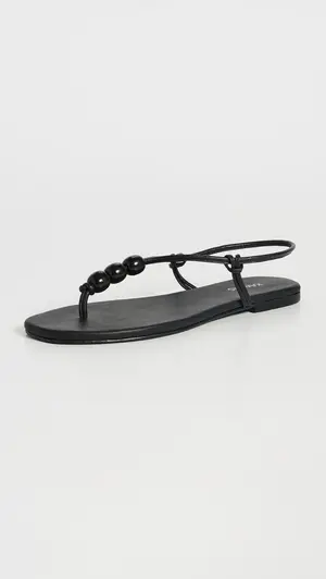 Kaanas Vitoria Leather Sandals With Wooden Beads
