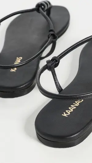 Kaanas Vitoria Leather Sandals With Wooden Beads