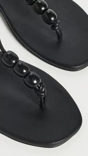 Kaanas Vitoria Leather Sandals With Wooden Beads
