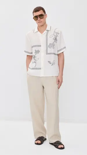 WAX LONDON Glencoe Relaxed Fit Linen Trousers