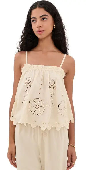 APIECE APART Embroidered Cami Top - Ecru