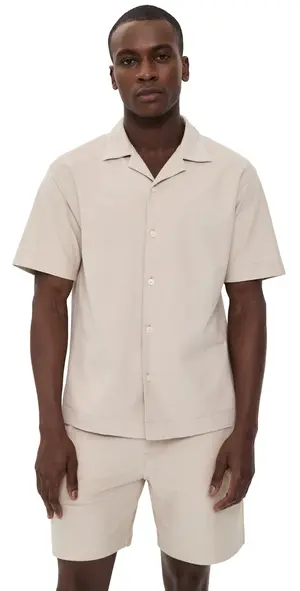 Theory Soft Terry Collar Shirt - Warm Silver Cloud