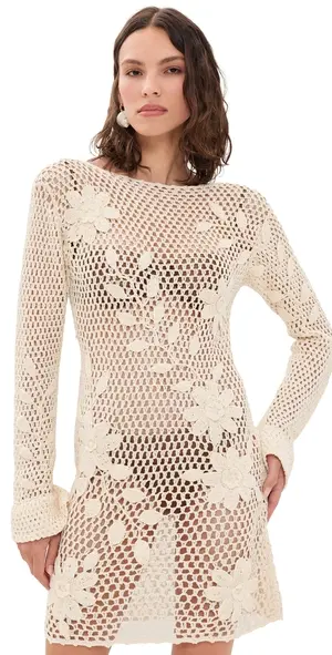 Agua Bendita Rosetta Handmade Crochet Mini Dress
