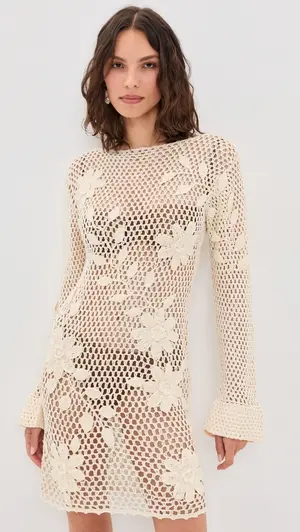 Agua Bendita Rosetta Handmade Crochet Mini Dress